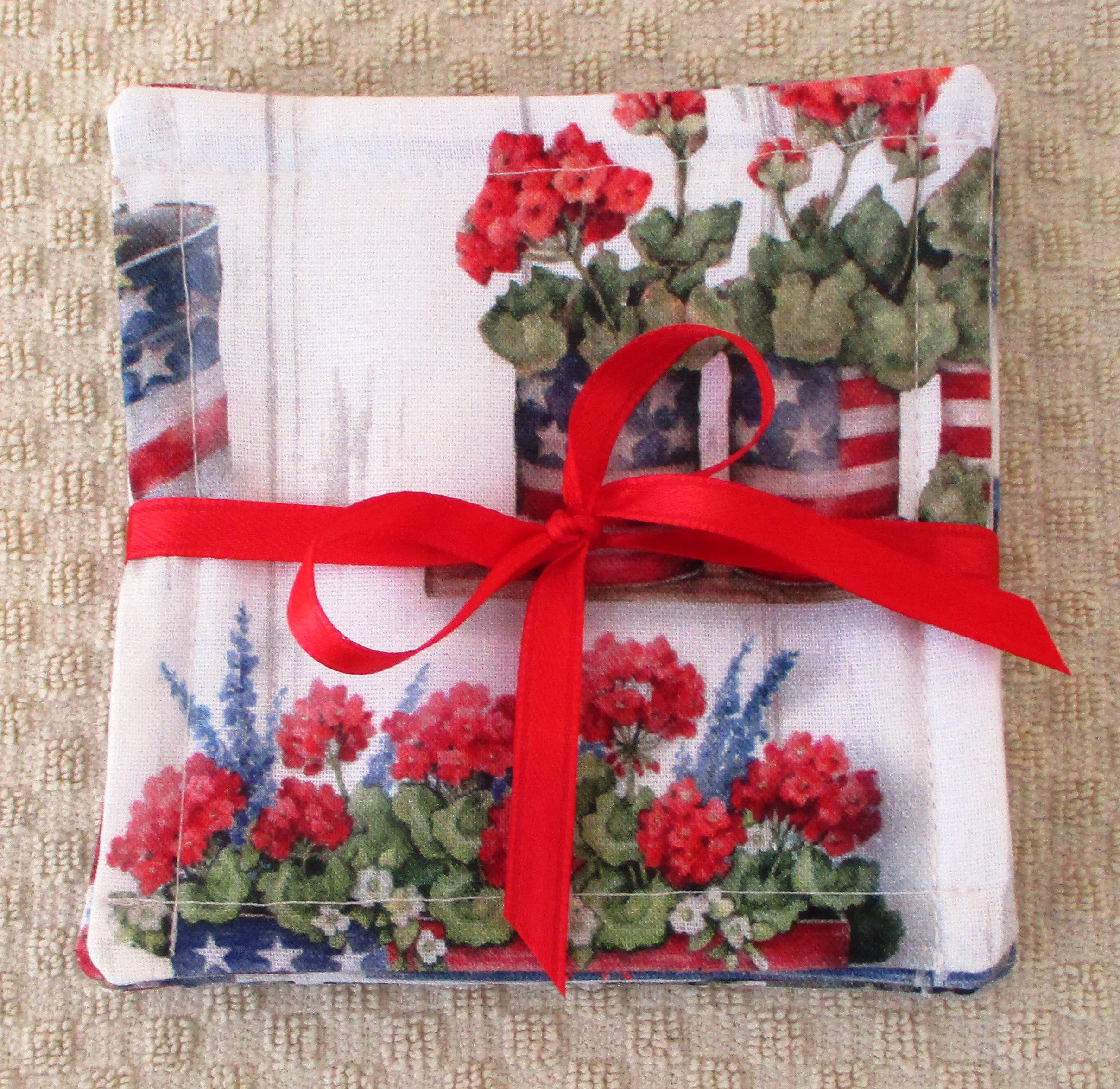 COASTER Set~patriotic~4th of July~designs Vary~fabric~reversible ...