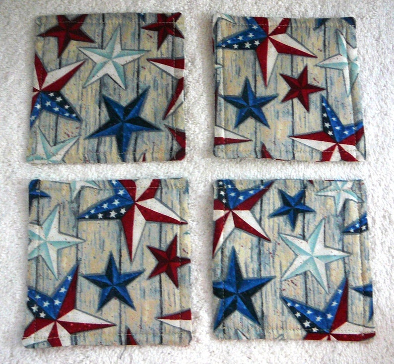 COASTER Set~patriotic~4th of July~designs Vary~fabric~reversible ...