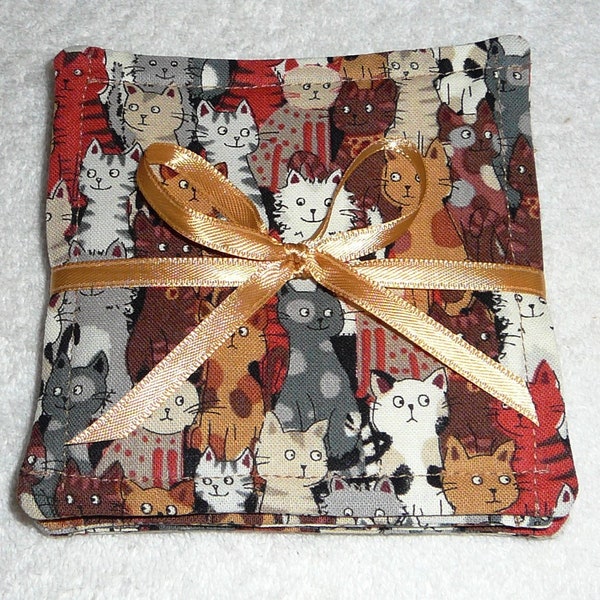 Fabric Cat Coasters - Etsy