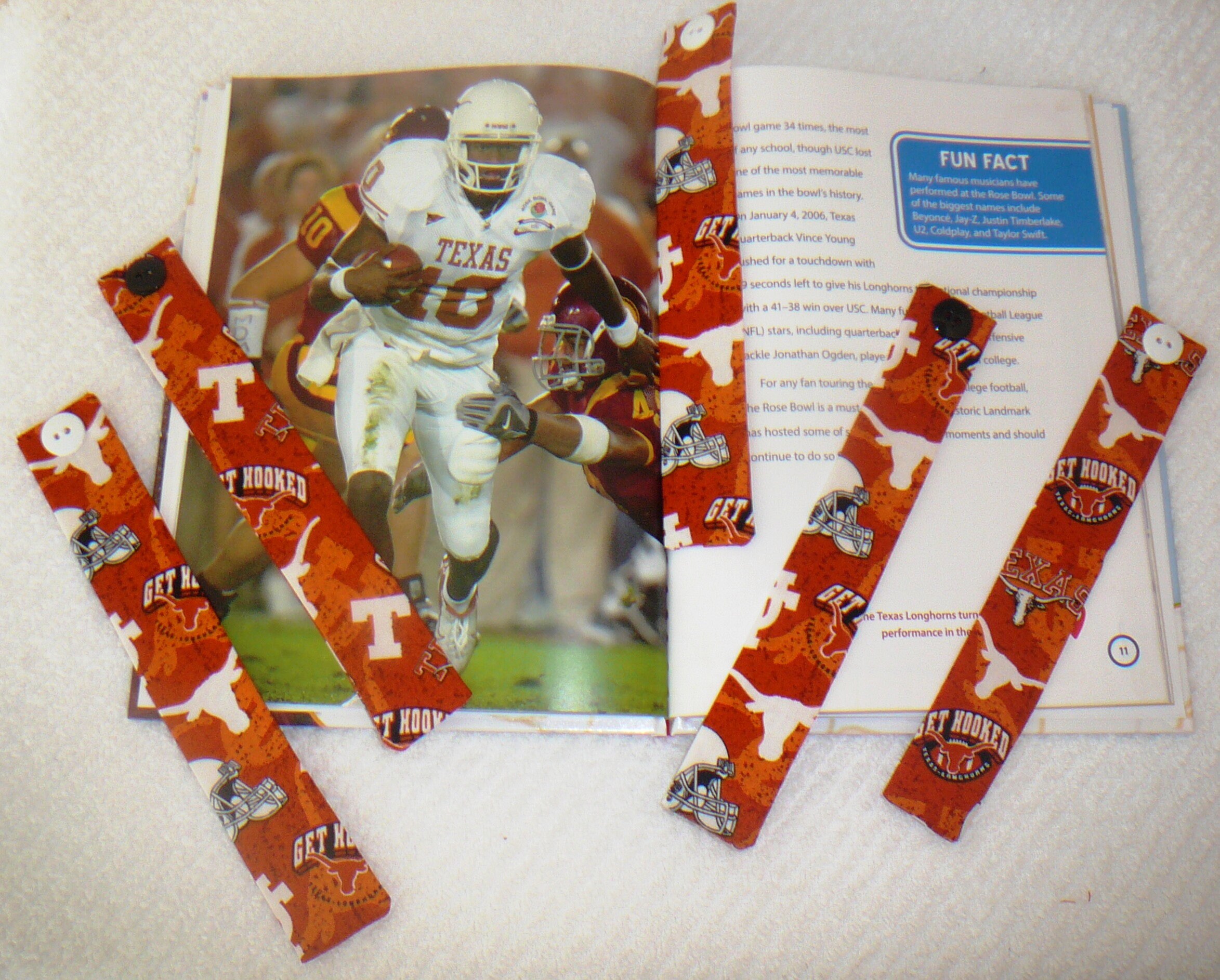 Bookmarks~"university of Texas"~longhorns"~set of 3~fabric~reversible ...
