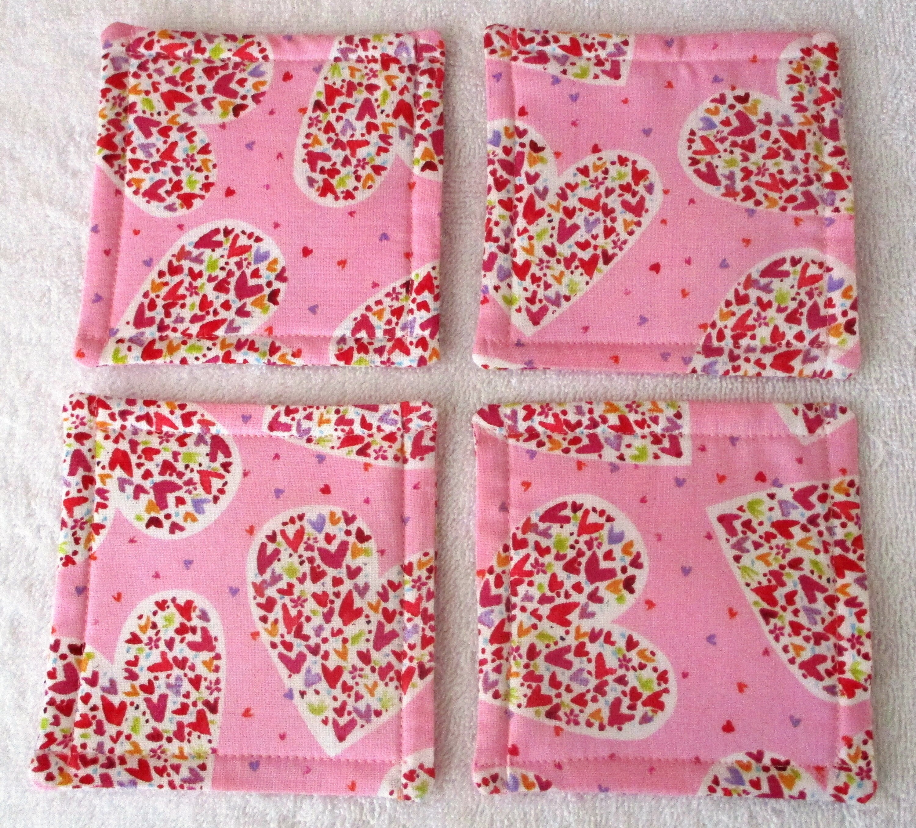 COASTER Sets~valentine~heart Designs~set of 4~fabric~reversible ...