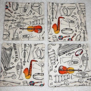 COASTER SETS~ "musical" Designs~fabric~reversible~washable~lined~set of ...
