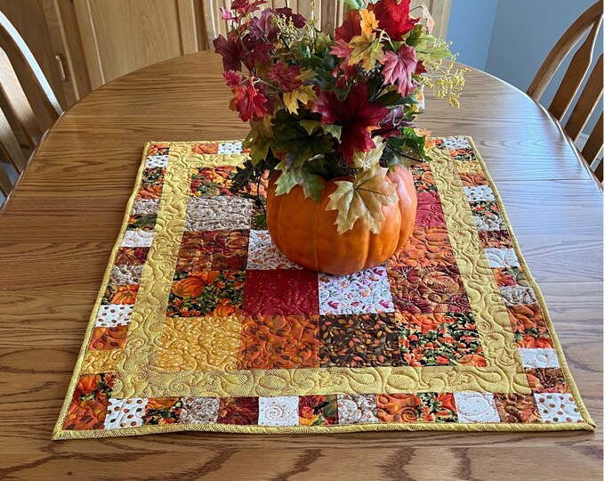 Fall/thanksgiving/harvest Quilted Table Topper/table Runner 26 X 30.5 ...