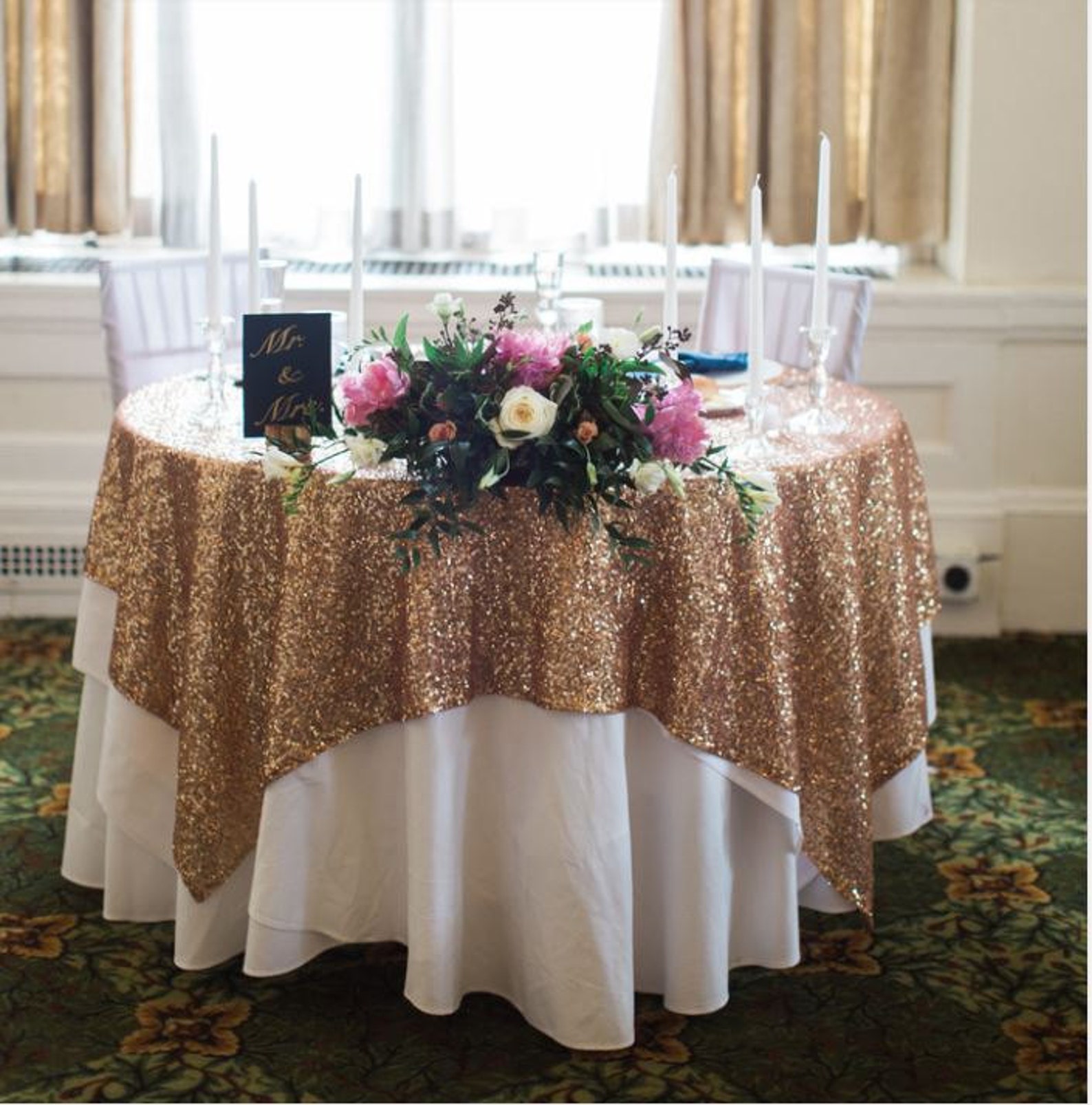 Gold Sequin Tablecloth, Gold Sequin Fabric, Gold Sequin Table Runner ...