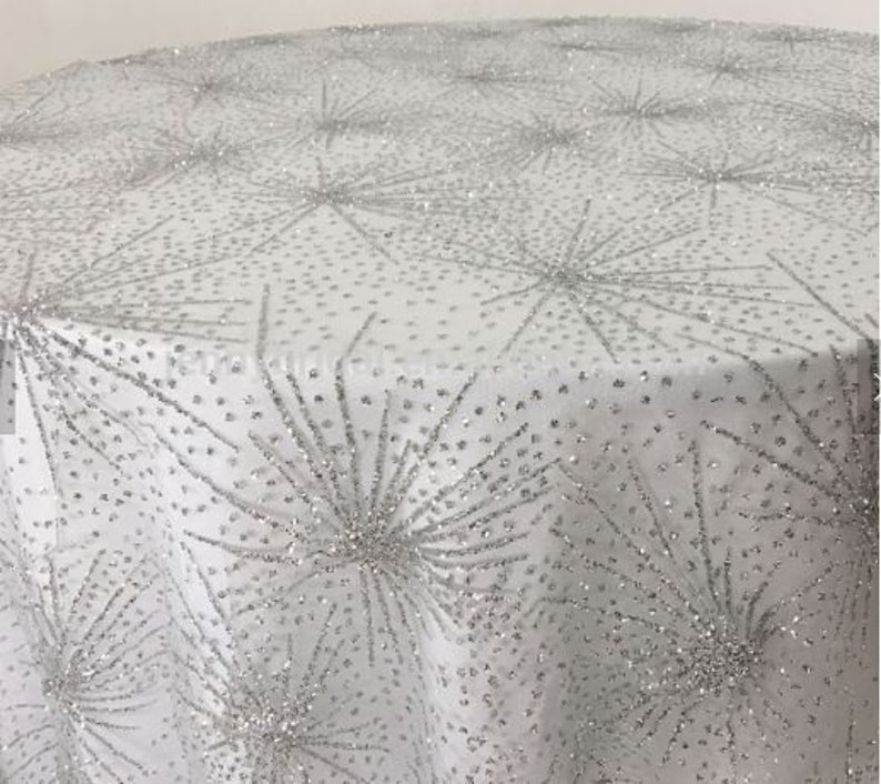 Silver Sequin Tablecloth, Glitter Tablecloth, Tulle and Silver Sequin ...
