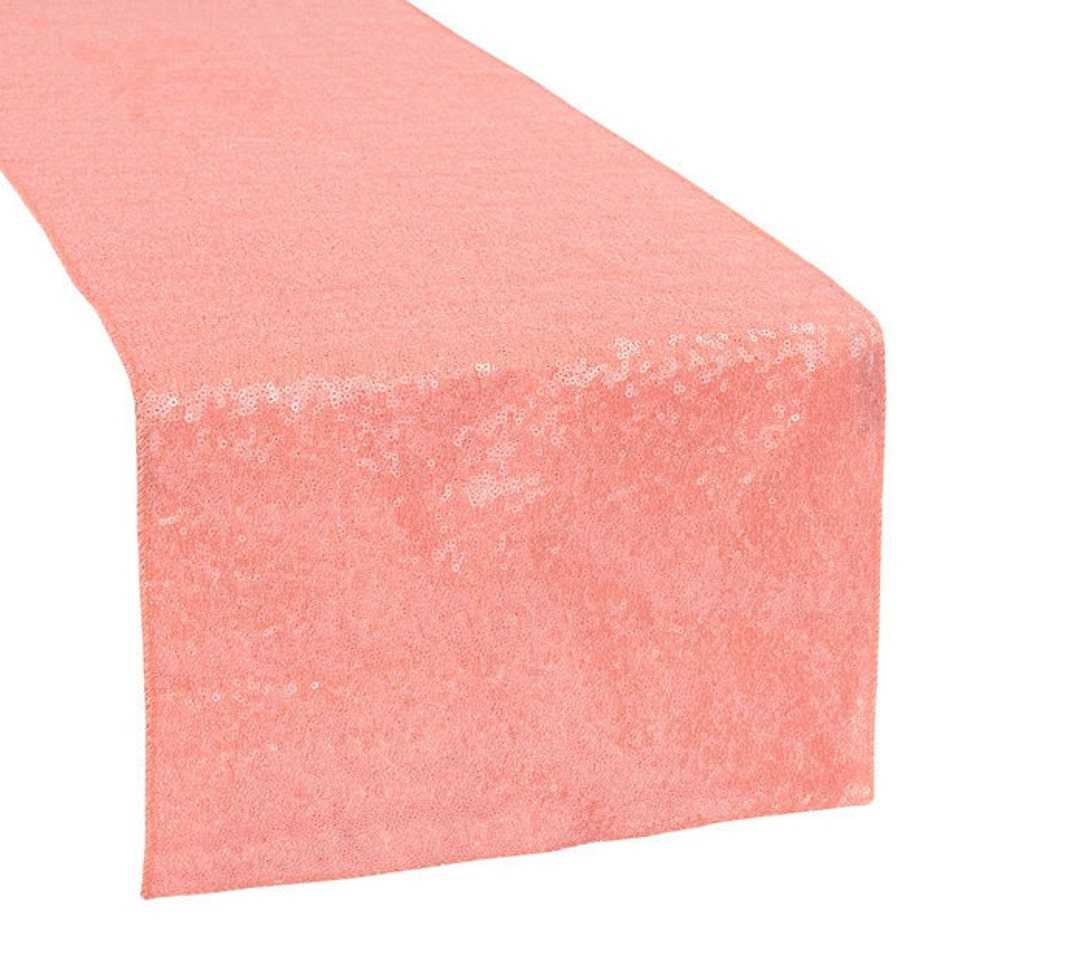 Coral Sequin Table Runner, 12 Table Runners for Wedding, Bridal Party ...
