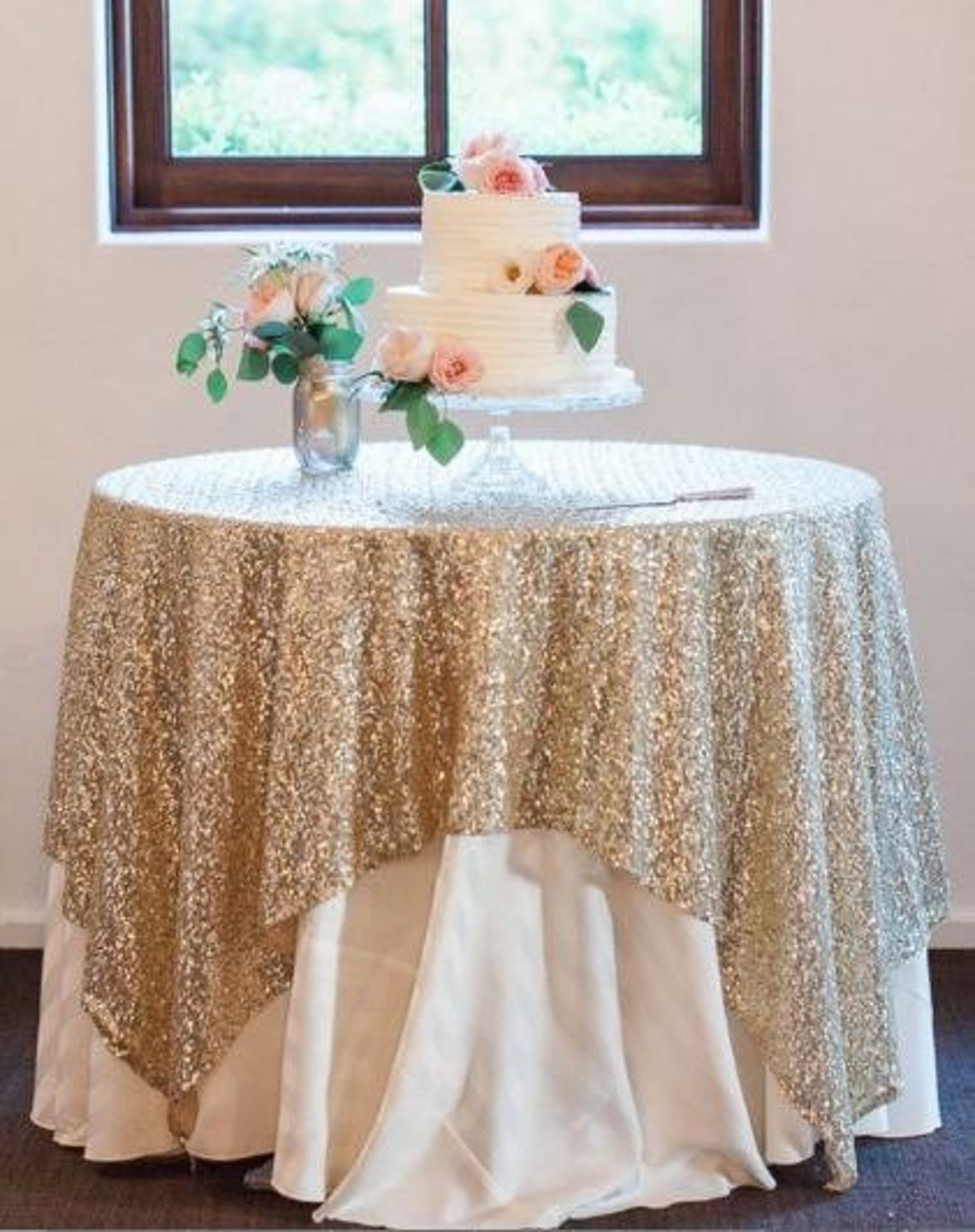 Light Gold Sequin Tablecloth Light Gold Tablecloth Gold | Etsy