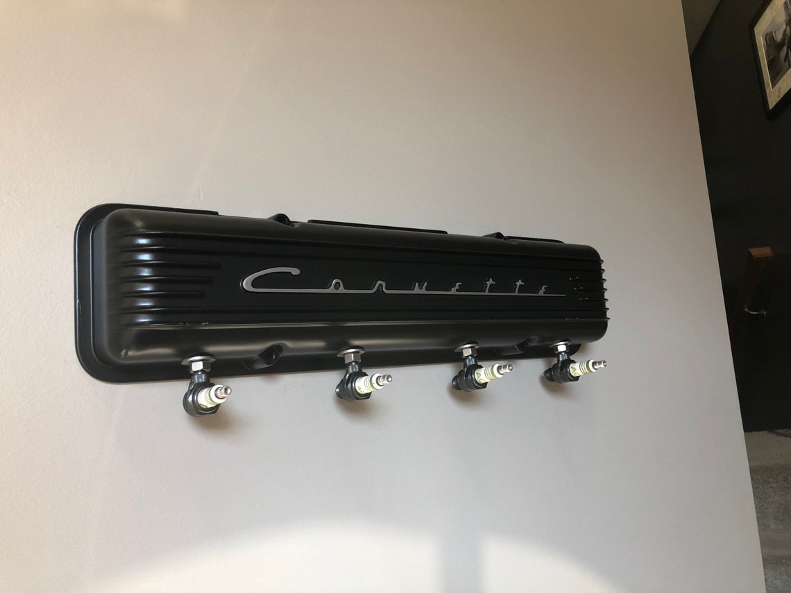 Repurposed ‘vette Valve Cover Wall Hanger for Masks, Hats, Coats and ...