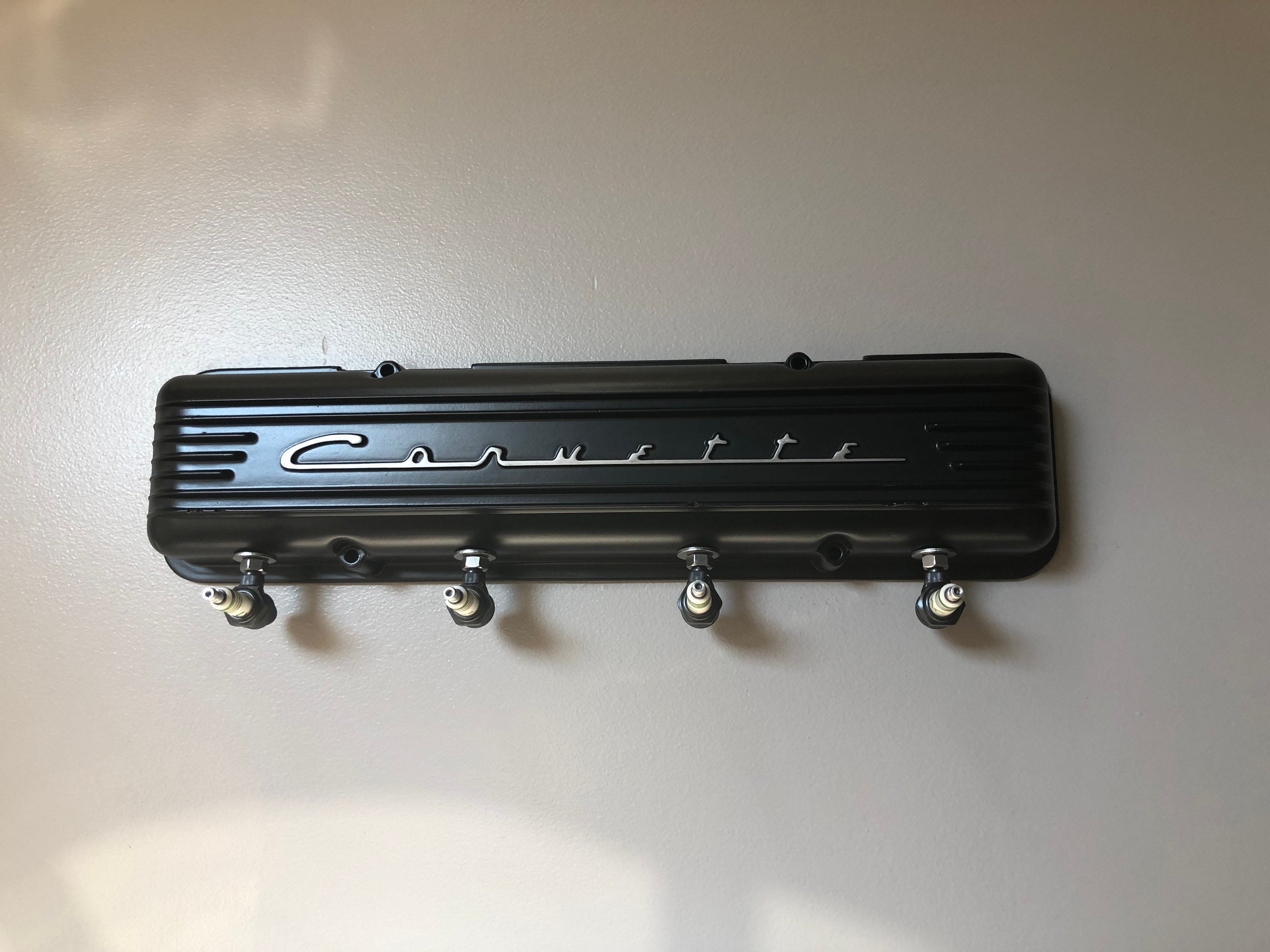 Repurposed ‘vette Valve Cover Wall Hanger for Masks, Hats, Coats and ...