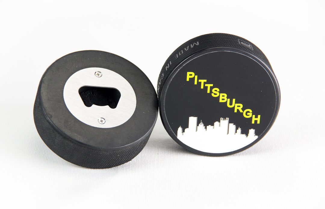 Hockey Puck Bottle Opener, Pittsburgh Skyline Design - Etsy
