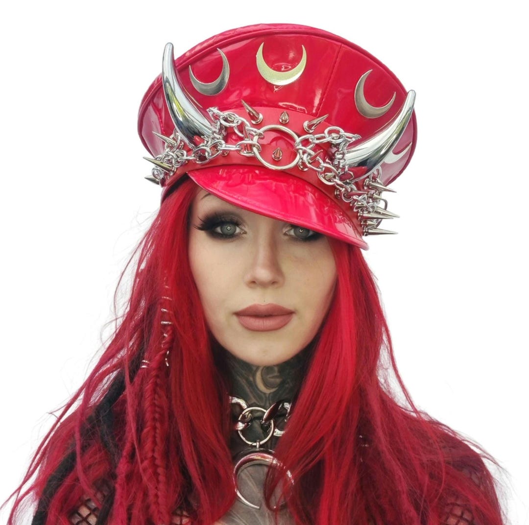 Devil Horns Hat | Gothic Festival Military Cap - Etsy