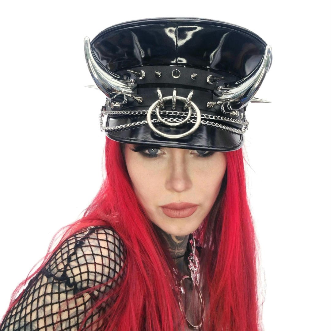 Devil Horns Hat | Gothic Festival Military Cap - Etsy