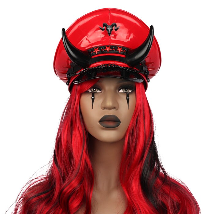DEVIL HORNS CAP Faux Leather Horned Hat Gothic Goth Punkrock | Etsy