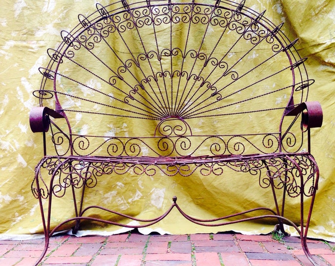 Unique Wrought Iron Peacock Garden Bench - Etsy