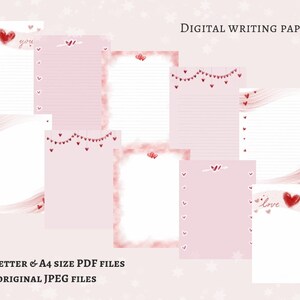 Red Hearts Love Letter Printable Writing Paper, Aesthetic Letter Paper ...