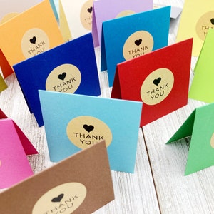 2 X 2 Mini Colorful Thank You Cards / Mini Heart Thank You Card / Small ...
