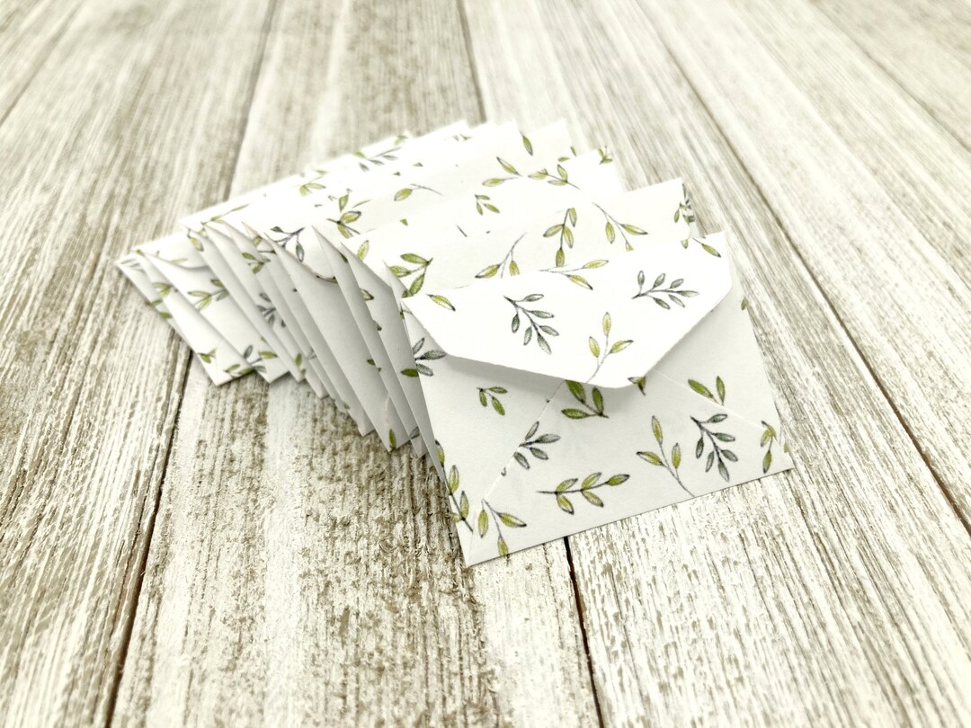 TINY Green Leaf Envelopes/ Mini Journal Envelope Botanical Theme Little ...