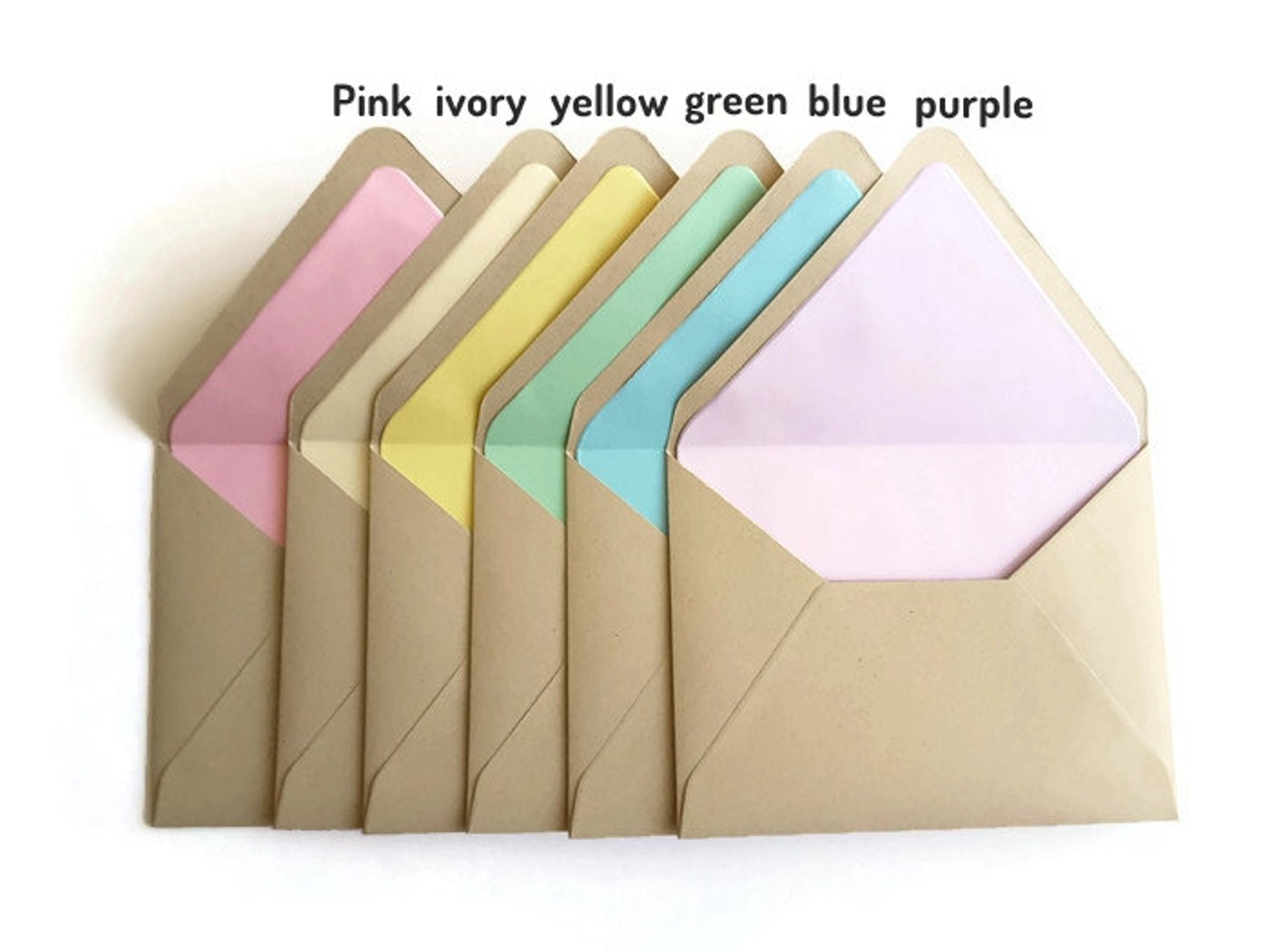 A2 Kraft Envelopes With Pastel Color Liners / Lined Flap - Etsy