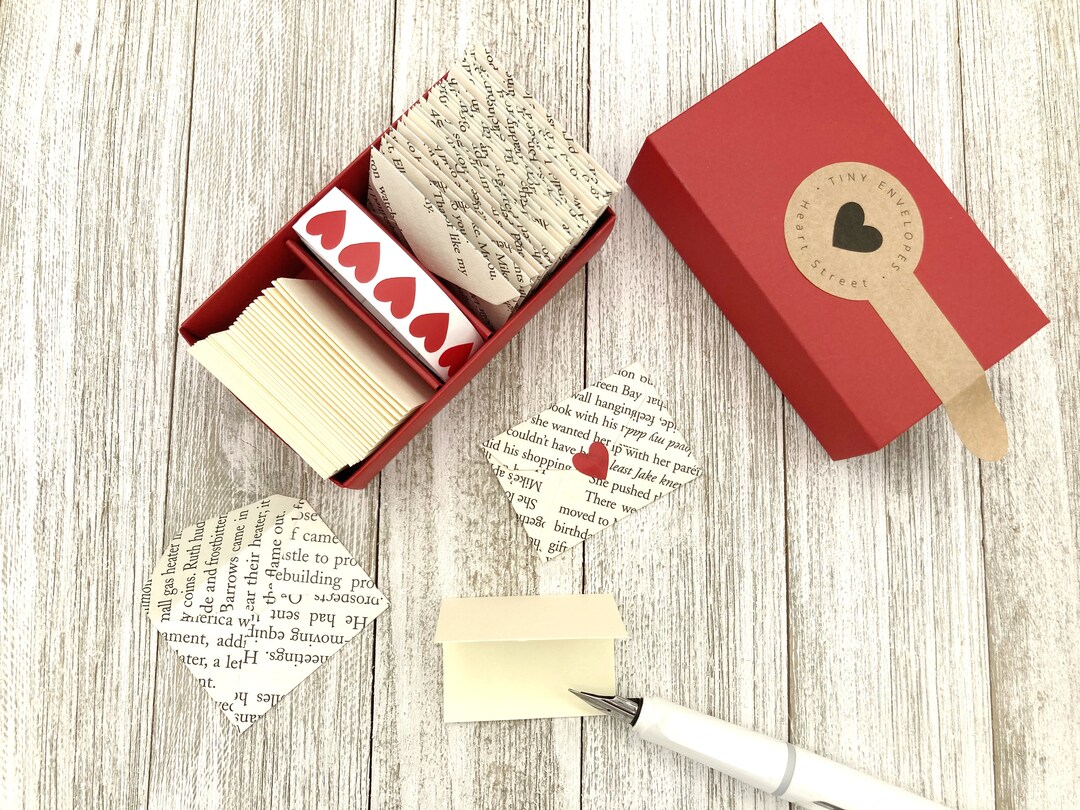 TINY Book Page Envelopes for Mini Journal, Little Love Note Red ...