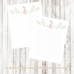 Easter Bunny Printable Writing Paper, Watercolor Letter Paper Printable ...