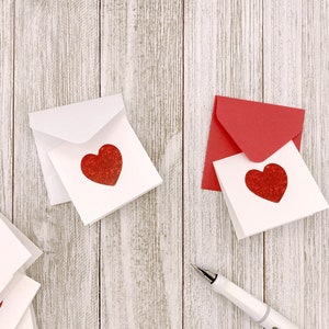 2 X 2 Mini Red Heart Fold Cards / Mini Valentine's Day Note Cards ...