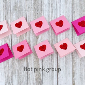 2 X 2 Pink Mini Heart Fold Cards / Mini Valentine's Day Note Cards ...