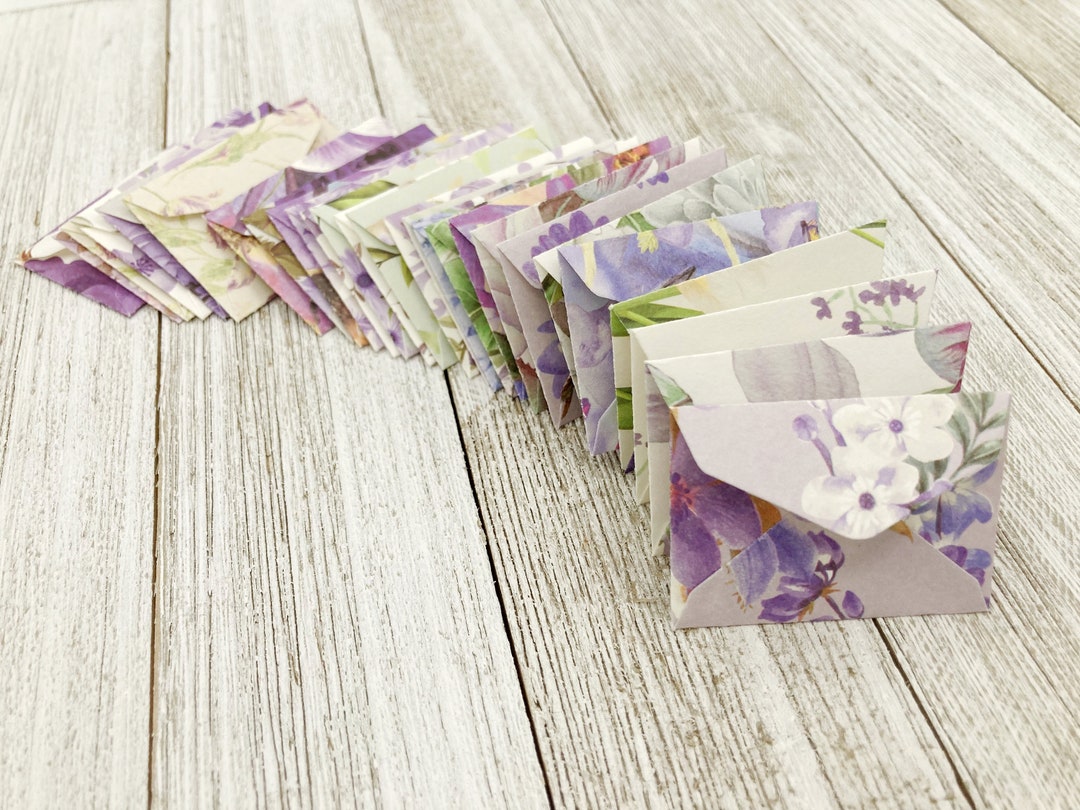 TINY Purple RANDOM Floral Envelope/ Mini Floral Themed Envelopes ...
