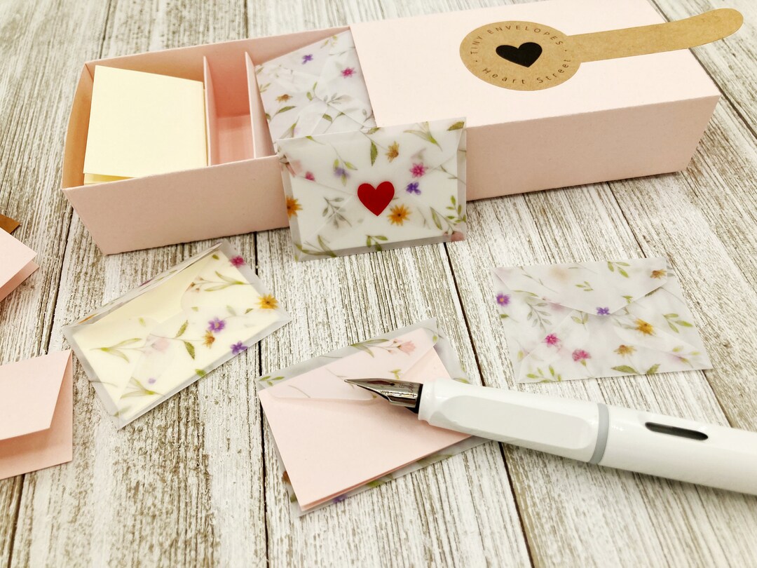 TINY Envelope Floral Patterned Little Love Note Envelope With Blush ...