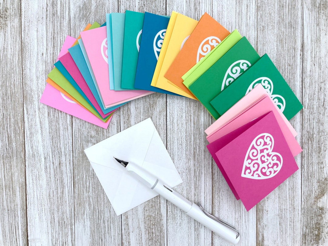 3 X 3 Lace Heart Cards With Envelope for Wedding Gift Note Cards Mini ...