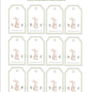 Lovely Bunny Printable Gift Tags for Spring Gift, Easter Party Some ...