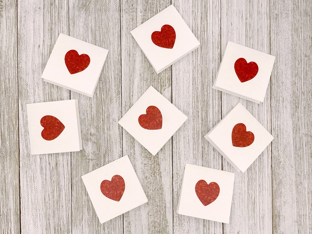 2 X 2 Mini Red Heart Fold Cards / Mini Valentine's Day Note Cards ...