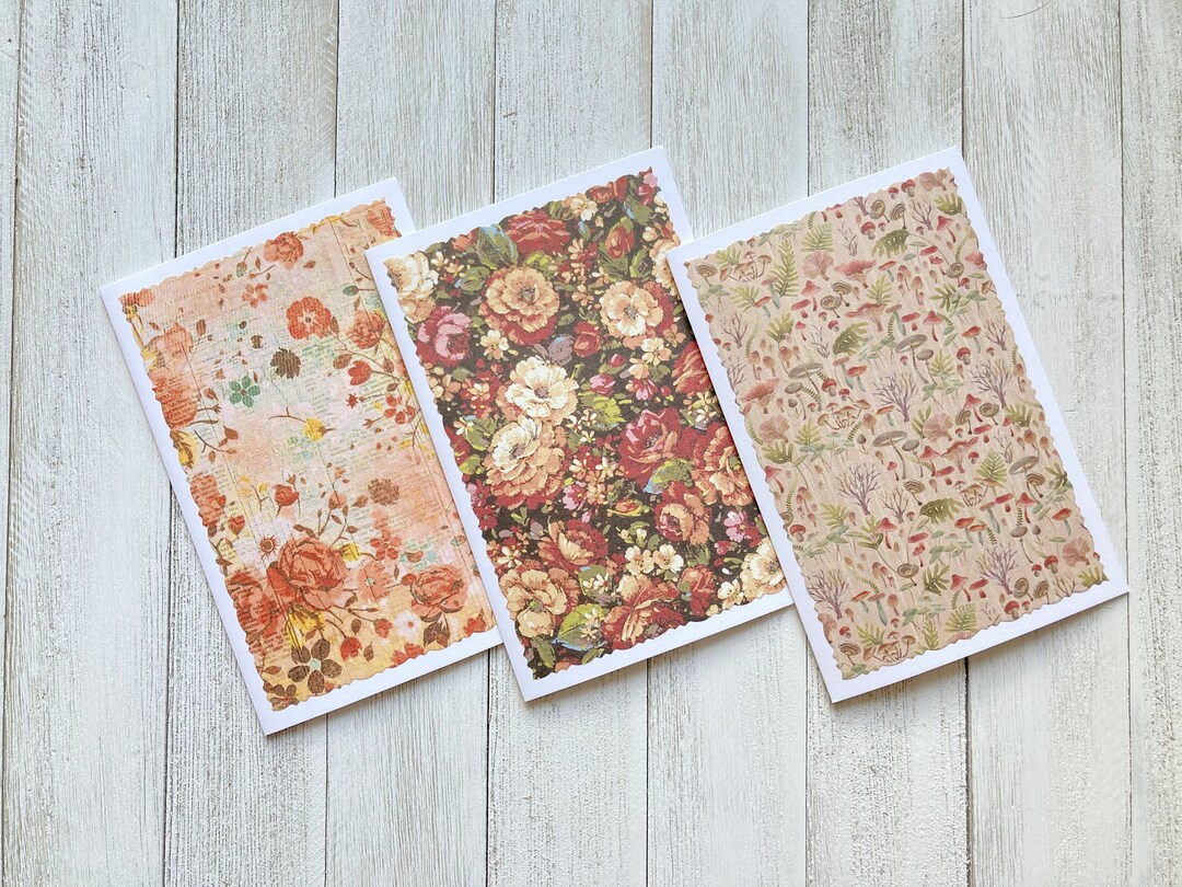 A6 Floral Note Cards / Flower Themed Fold Cards / A6 Retro Themed Note ...
