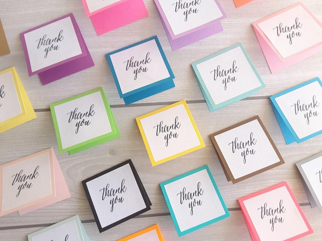 2" X 2" Mini Blank Thank You Cards / Mini Thank You Enclosures / Square ...