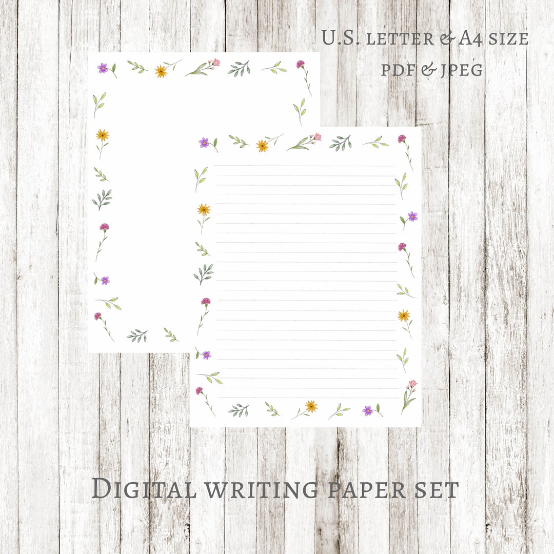 Wild Flowers Printable Writing Paper, Aesthetic Letter Paper, Blank ...