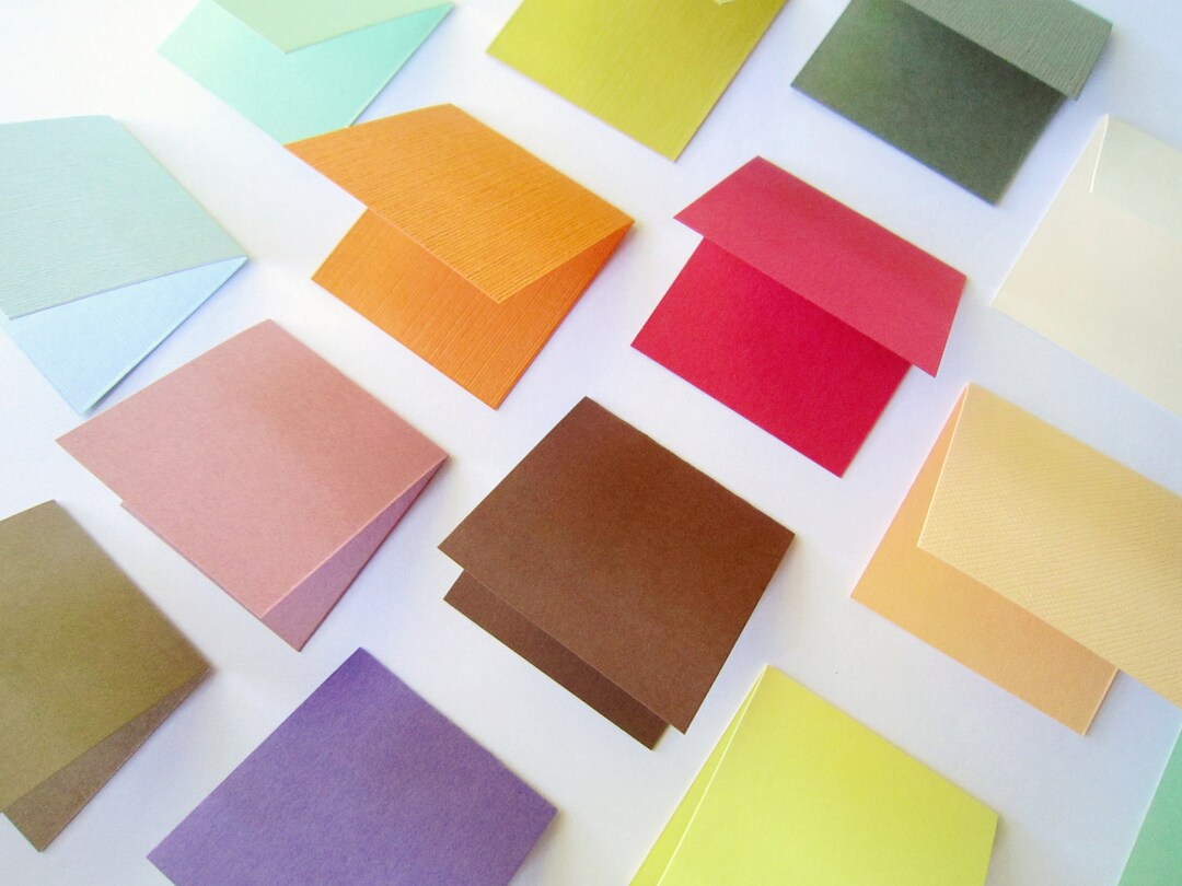 2x2 3x3 4x4 5x5 Inch Colorful Square Fold Cards/ Blank Craft Cards ...
