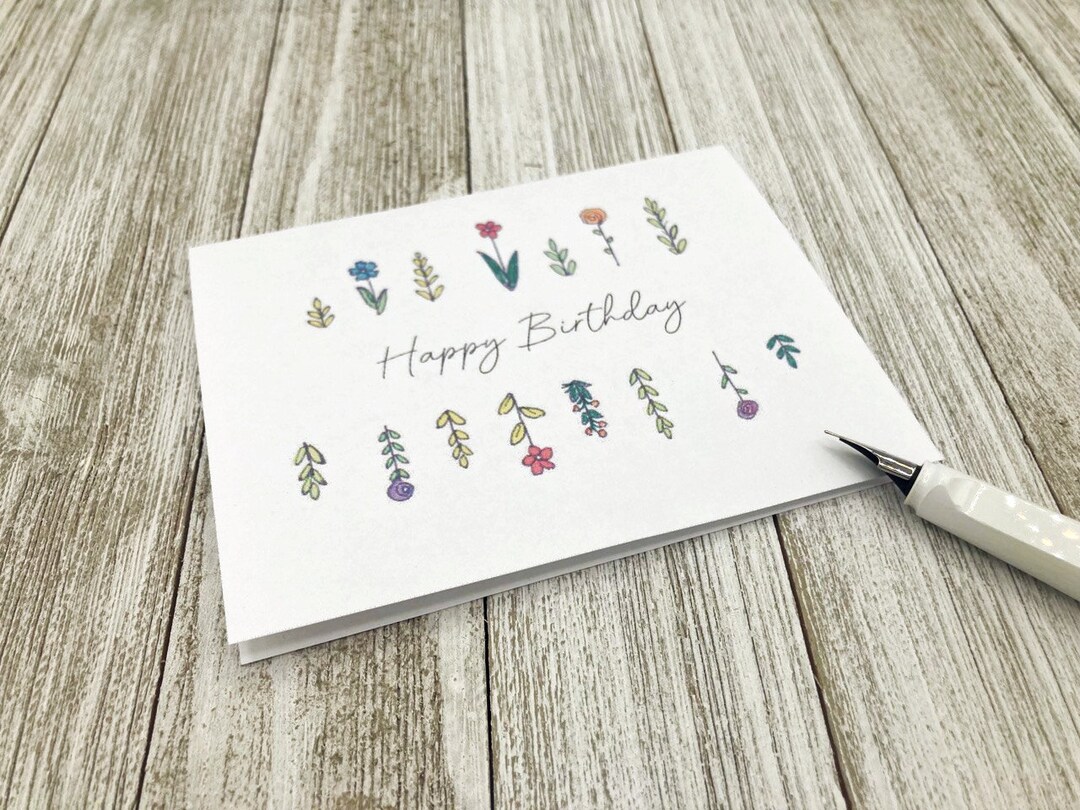 Cute Flowers Printable Birthday Card, Aesthetic Floral Birthday Card ...
