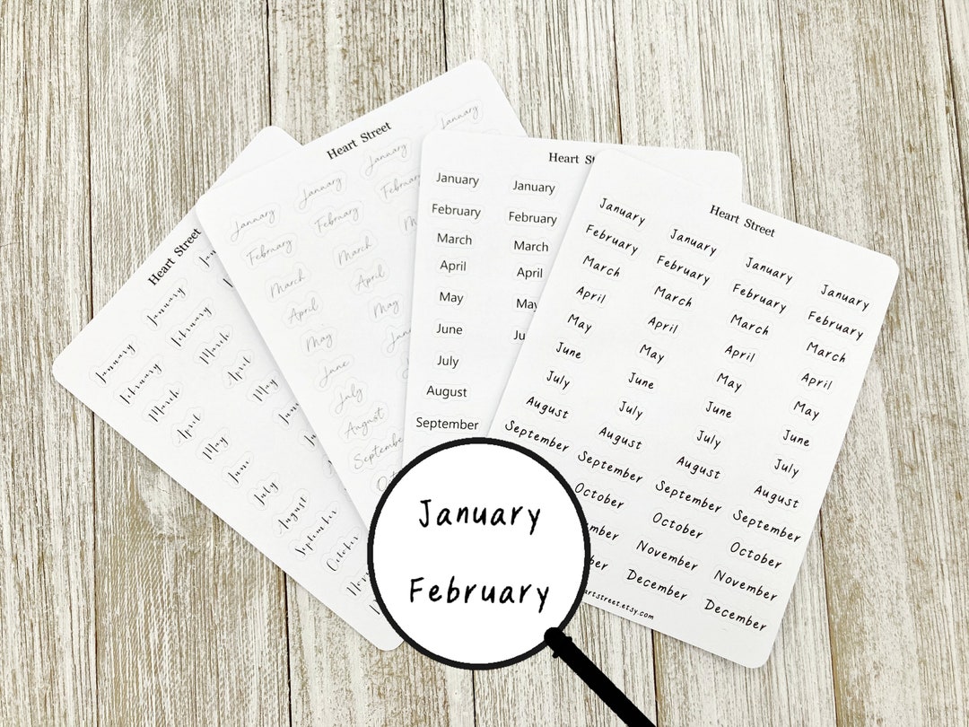 Planner Stickers Months of the Year Monthly Stickers for Bujo Planner ...