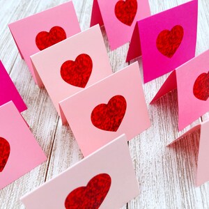 2 X 2 Pink Mini Heart Fold Cards / Mini Valentine's Day Note Cards ...