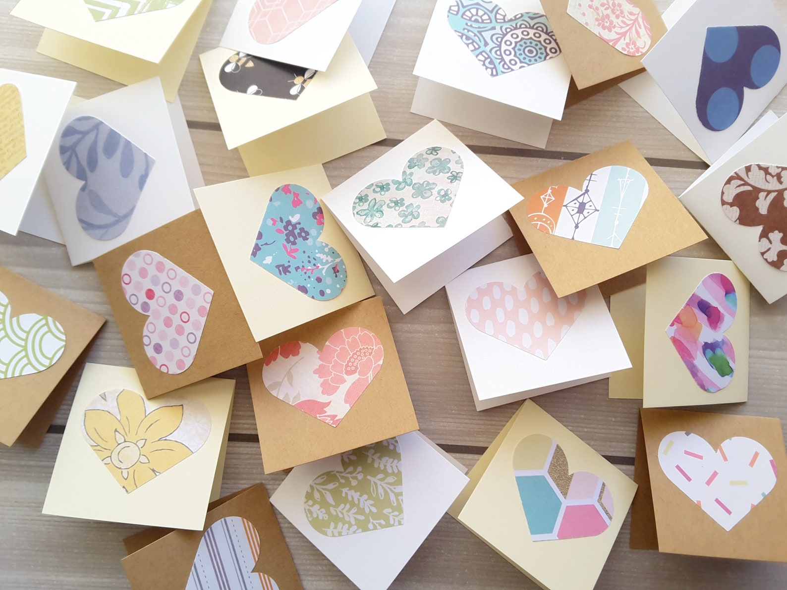 2 X 2 Mini Assorted Patterns Heart Note Cards / - Etsy