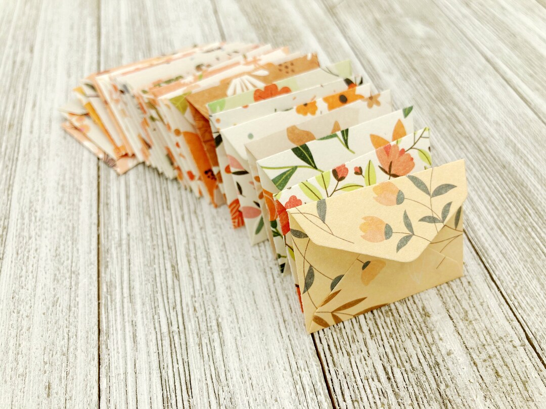 TINY Orange RANDOM Floral Envelope/ Mini Floral Themed Envelopes ...