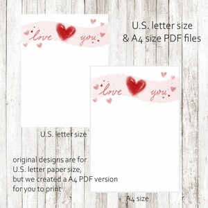 Red Hearts Love Letter Printable Writing Paper, Aesthetic Letter Paper, Blank Printable ...