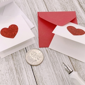 2 X 2 Mini Red Heart Fold Cards / Mini Valentine's Day Note Cards ...
