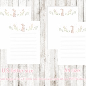 Easter Bunny Printable Writing Paper, Watercolor Letter Paper Printable ...