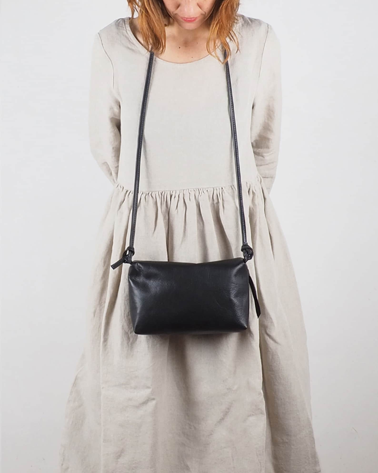 Small Black Leather Crossbody Bag, Minimalist Small Purse, Handmade ...
