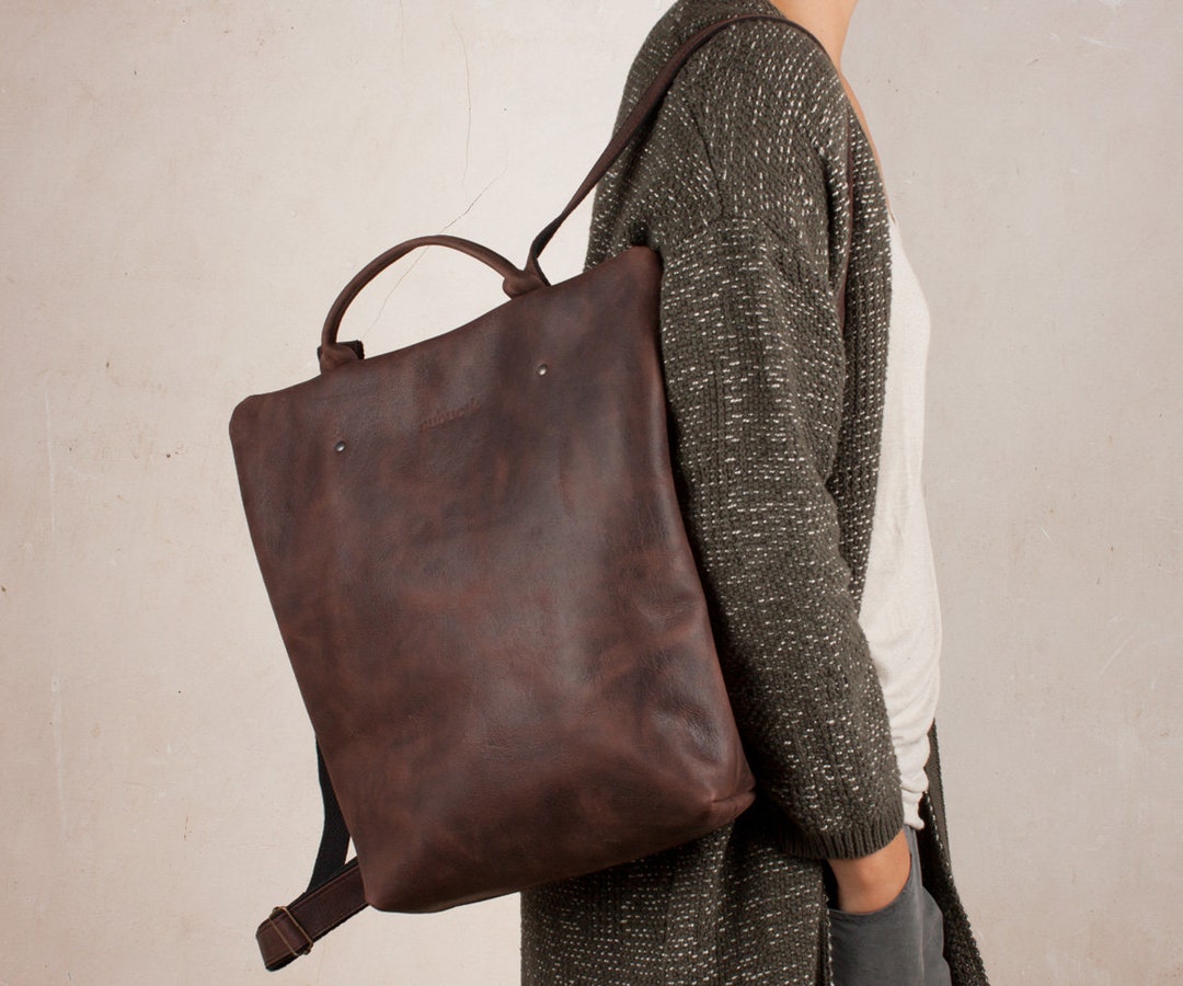 Brown Backpack Purse, Backpacks Leather, Anti-theft Backpack, Unisex ...