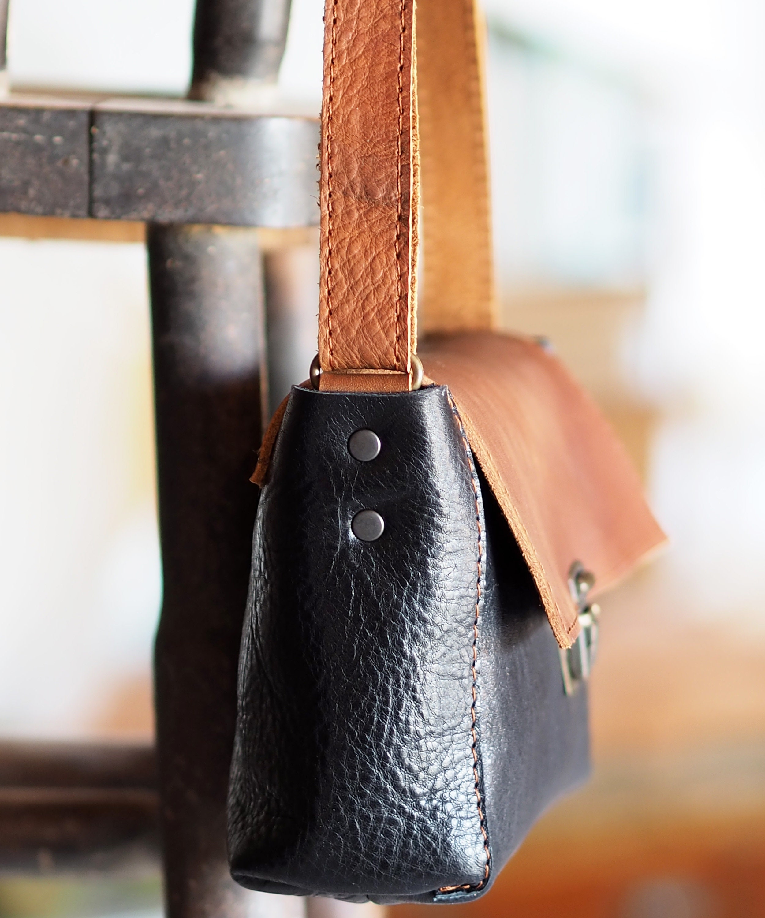 Black Leather Small Crossbody Bag for Women, Handcraft Small Purse ...