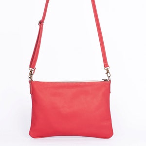 Small Red Leather Bag, Soft Leather Crossbody Bag, Coral Crossbody ...