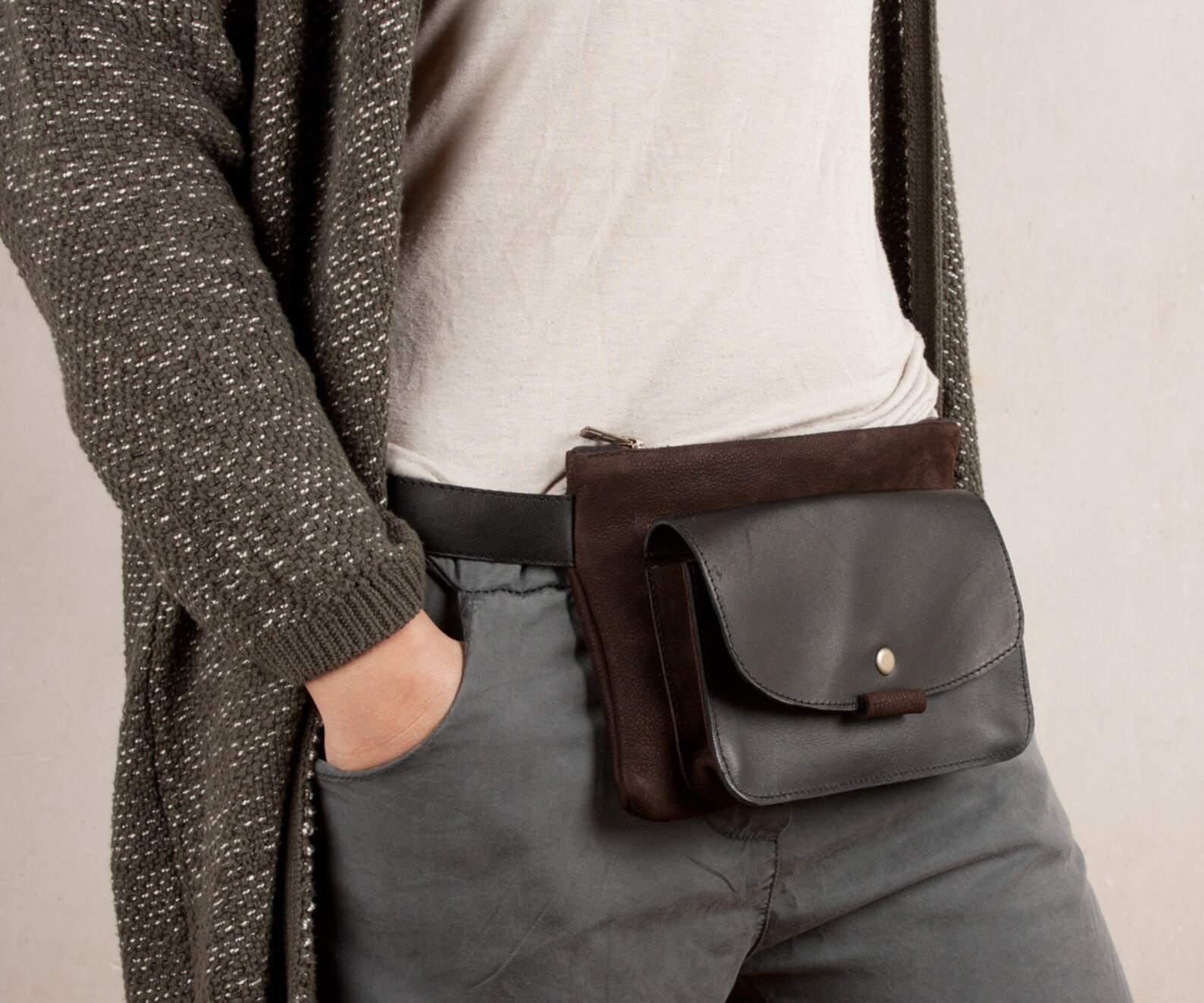 Leather Fanny Pack Leather Waist Bag Leather Flap Fanny - Etsy Canada