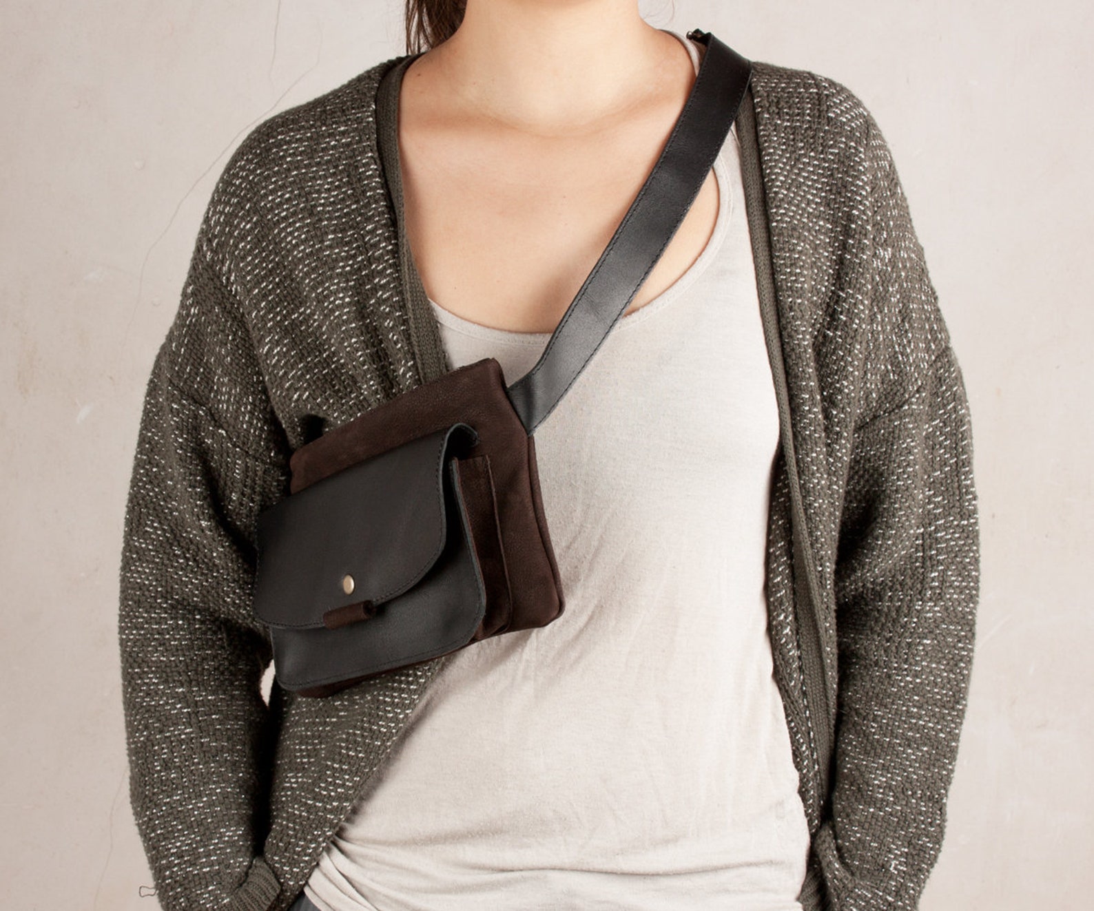 Leather Fanny Pack, Leather Waist Bag, Leather Flap Fanny Pack, Women ...