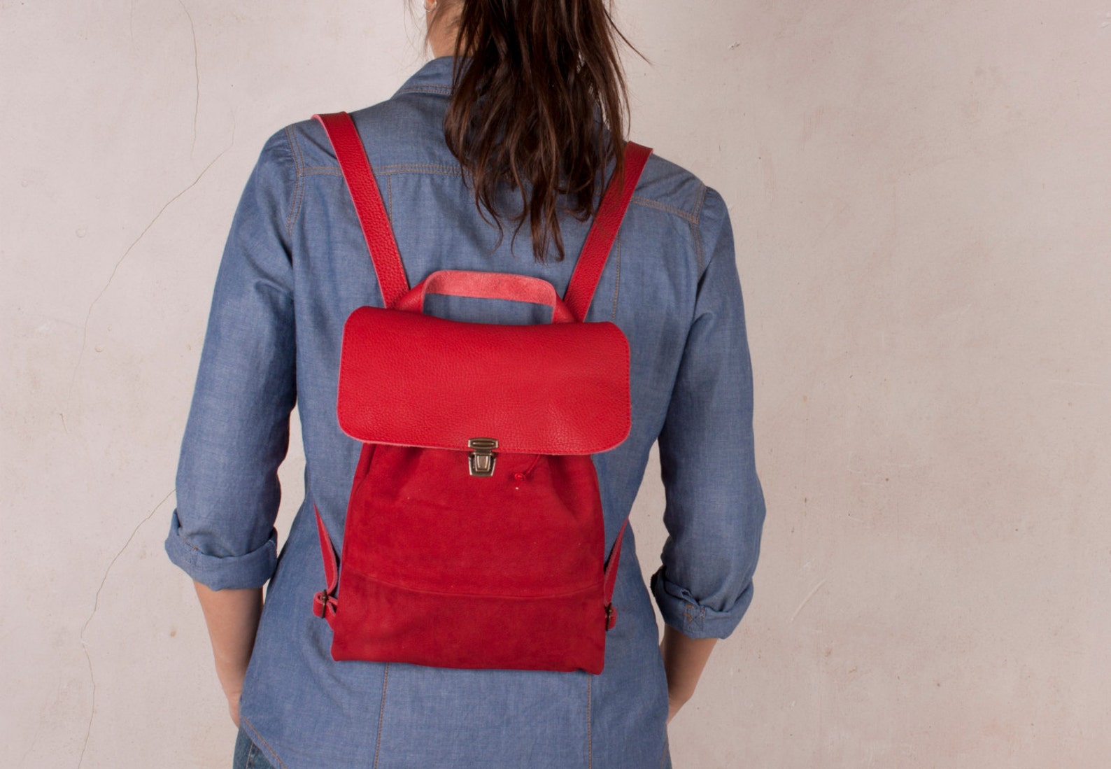 Women Backpack Red Leather Red Backpack Leather Backpack | Etsy